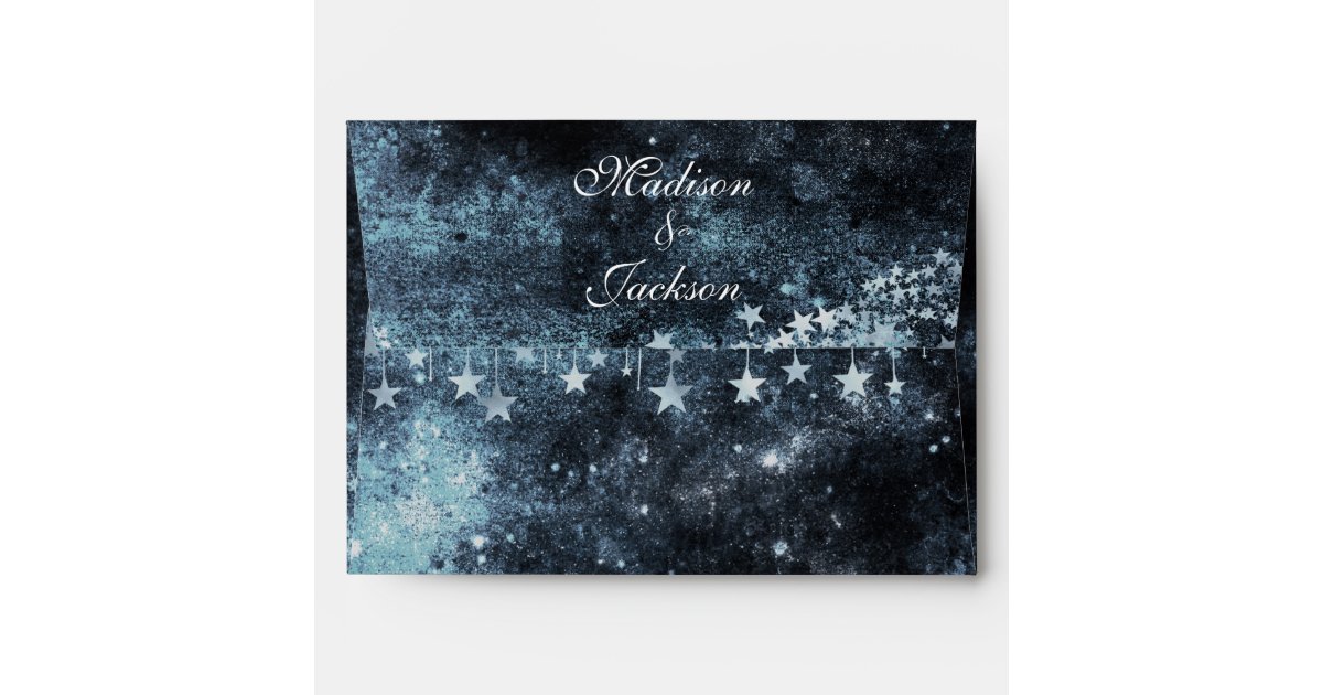 Watercolor Starry Night Celestial Wedding Monogram Envelope | Zazzle