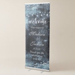 Watercolor Starry Night Celestial Wedding Welcome Retractable Banner ...