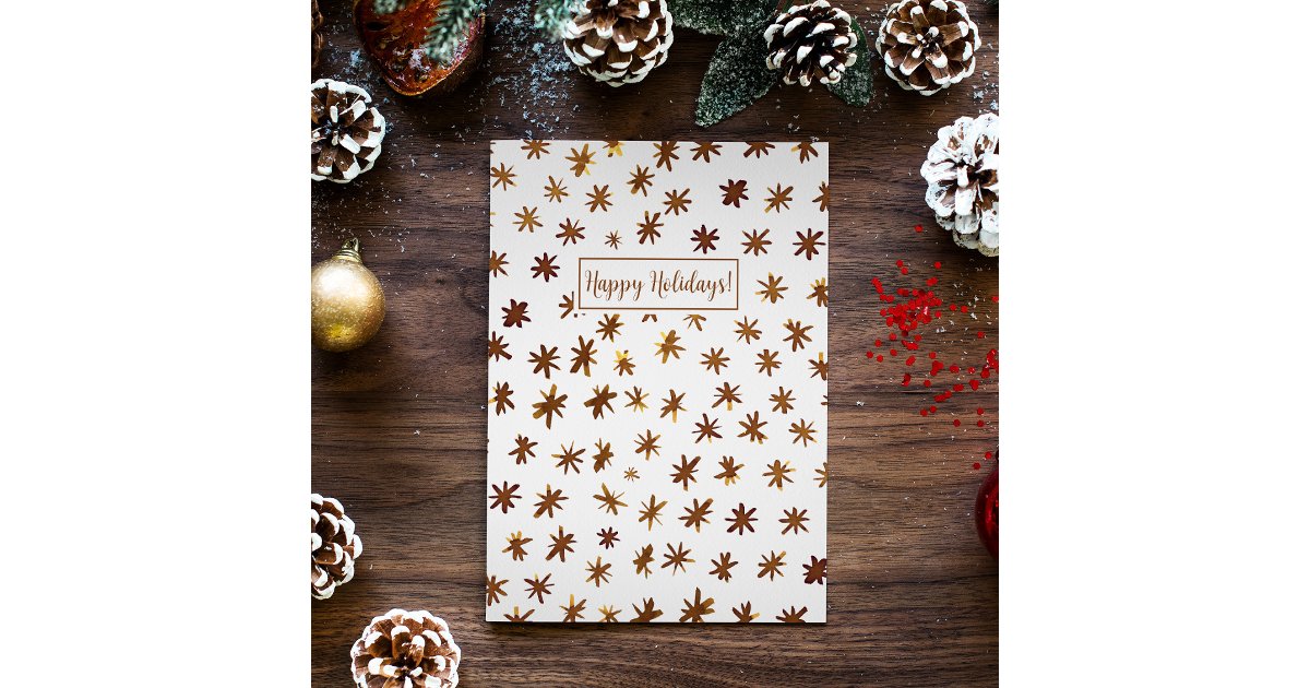 Watercolor stars - amber holiday card | Zazzle
