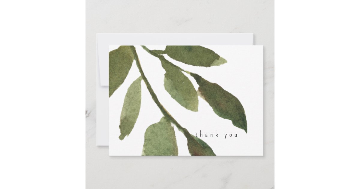 Watercolor Stem Simple Custom Thank You Card | Zazzle