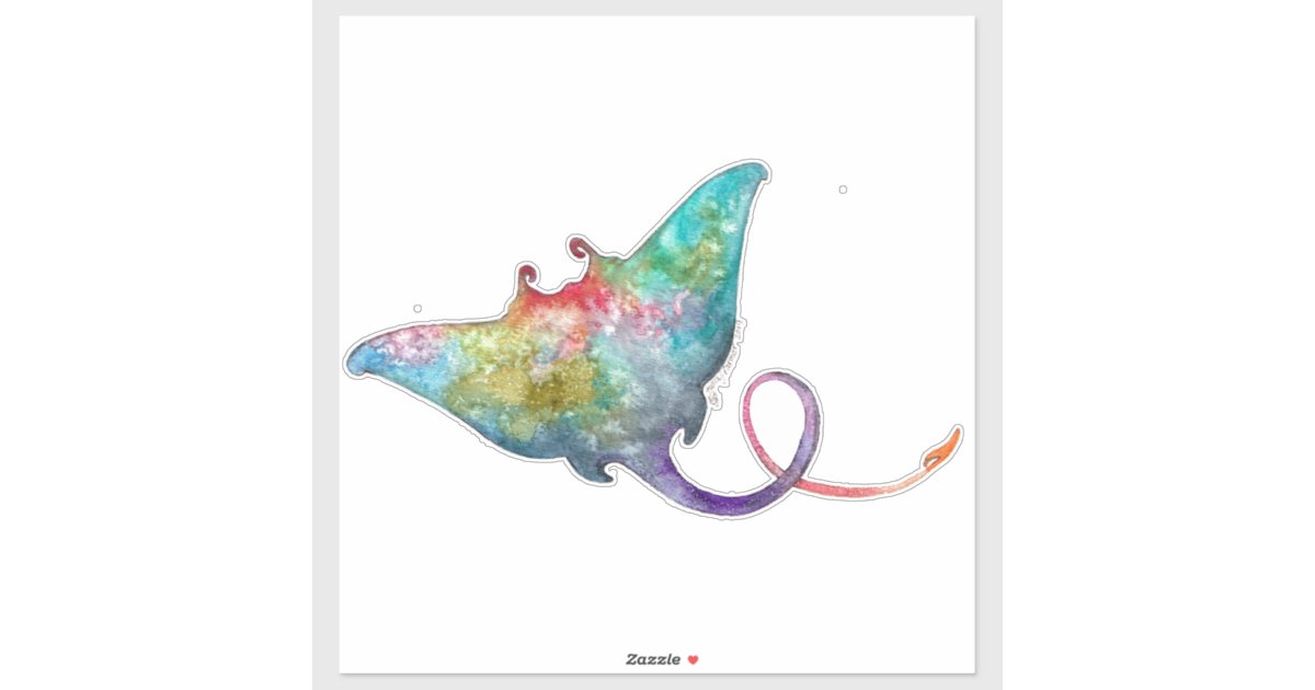 Watercolor Stingray Custom Cut Vinyl Sticker | Zazzle