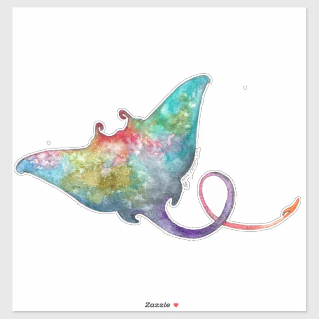 Watercolor Stingray Custom Cut Vinyl Sticker | Zazzle