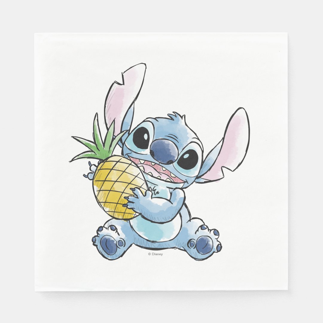 Watercolor Stitch Holding Pineapple Napkins | Zazzle