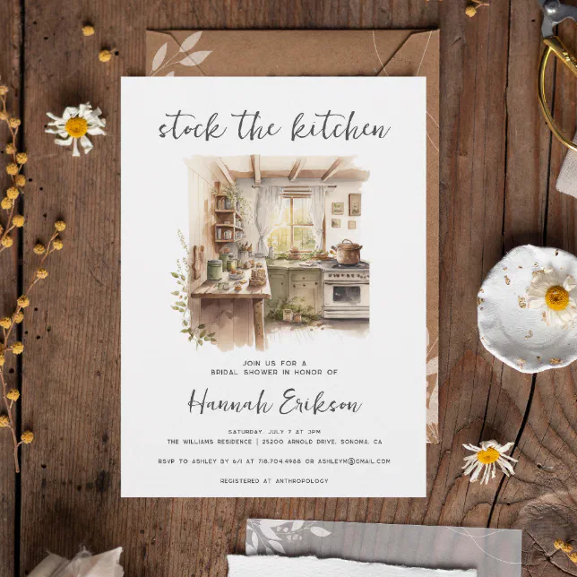 Watercolor Stock The Kitchen Bridal Shower Invitation Zazzle