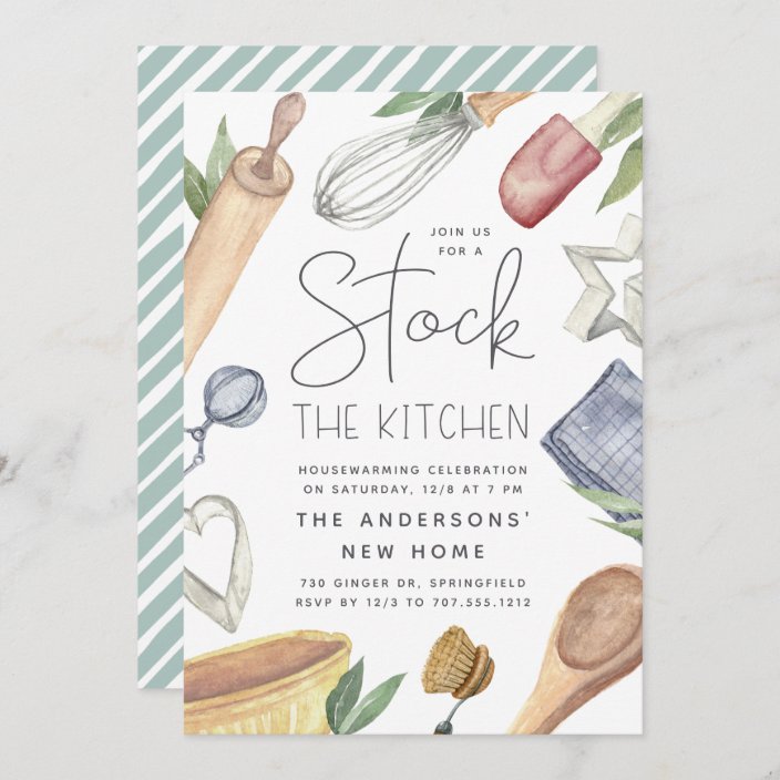 Watercolor Stock The Kitchen Housewarming Party Invitation | Zazzle.com