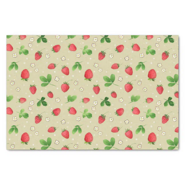 Watercolor strawberries pattern tissue paper | Zazzle