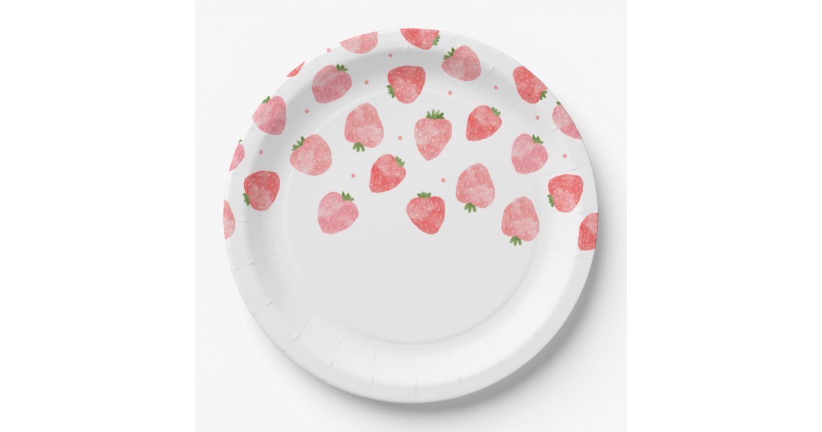 Watercolor Strawberry Paper Plates | Zazzle