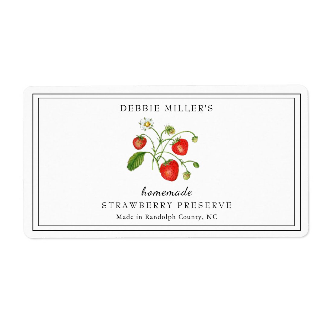 Watercolor Strawberry Preserve / Jam Label | Zazzle