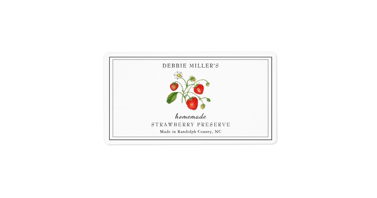 Watercolor Strawberry Preserve / Jam Label | Zazzle