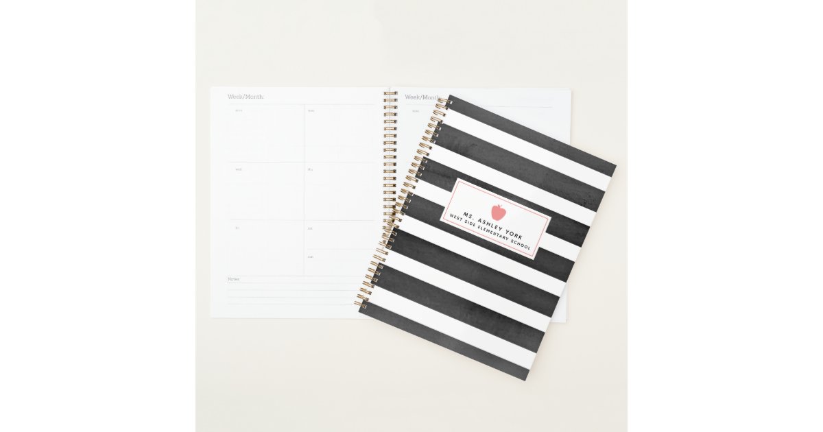 Watercolor Stripes Teacher Planner | Zazzle