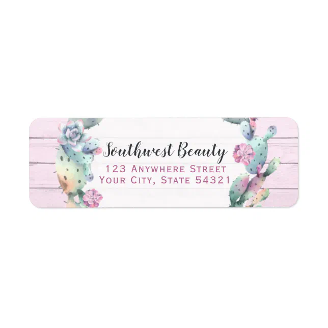 Watercolor Succulent Cactus Boho Return Address Label | Zazzle