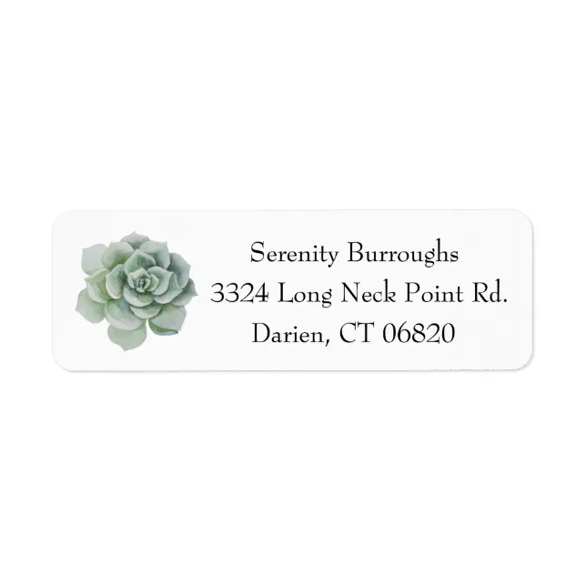 Watercolor Succulent Cactus Mint Green Label | Zazzle