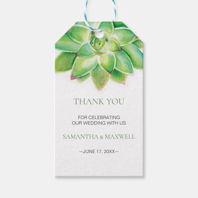 Watercolor Succulent Favor Gift Tag | Zazzle