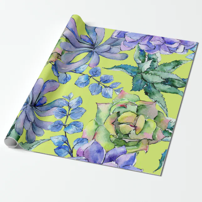 Watercolor Succulent Plants Wrapping Paper | Zazzle