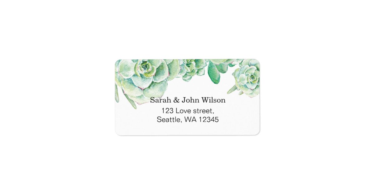 watercolor succulent wedding address label | Zazzle
