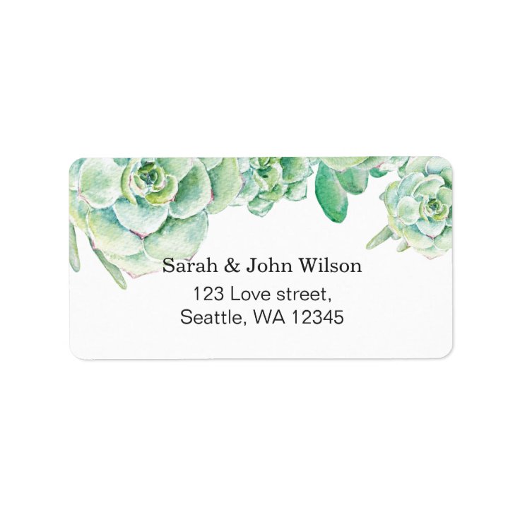 watercolor succulent wedding address label | Zazzle