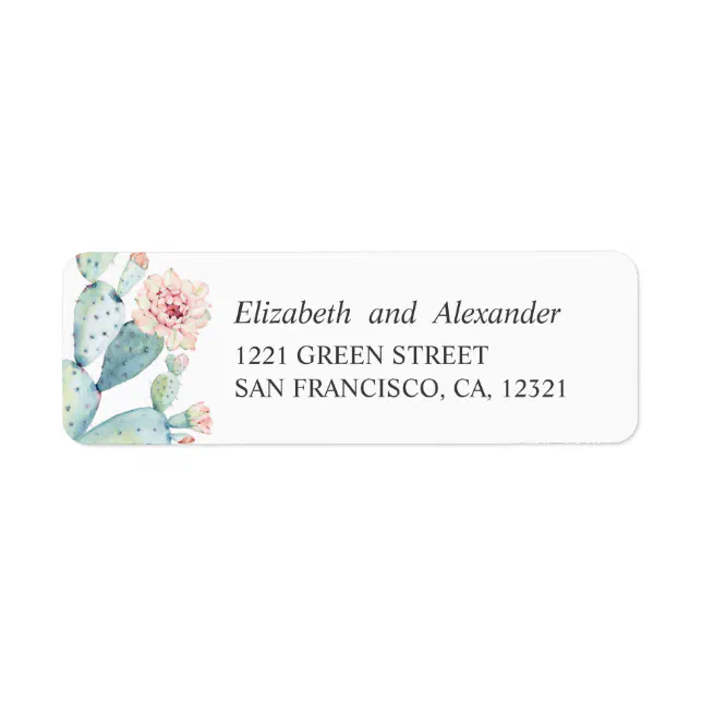 Watercolor succulents wedding. Cactus address Label | Zazzle
