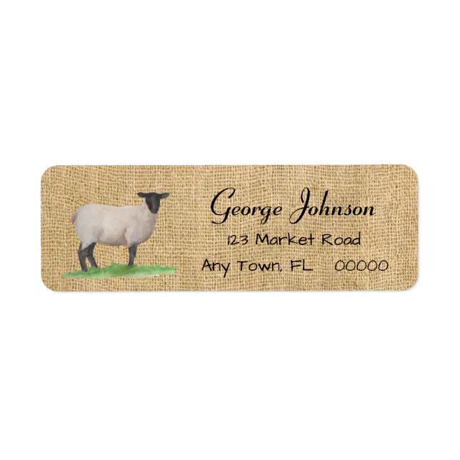 Watercolor Suffolk Sheep Label | Zazzle