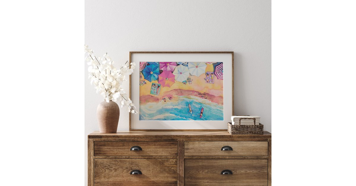 Watercolor Summer Beach Poster | Zazzle