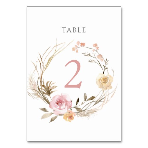 watercolor summer flowers Table Number 2 | Zazzle
