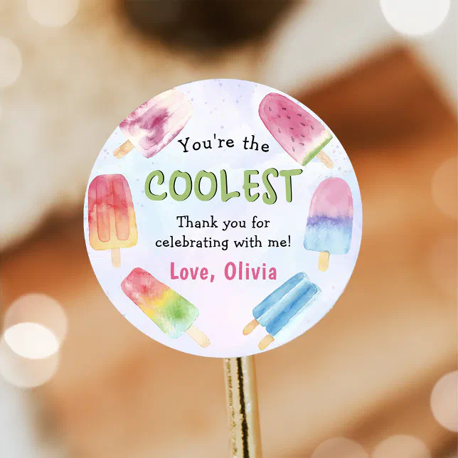Watercolor Summer Popsicle Birthday Sticker | Zazzle