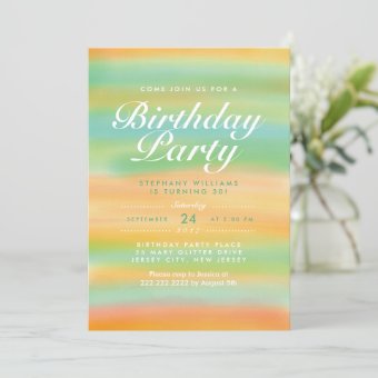 Watercolor Summer Sunset Birthday Party Invite | Zazzle