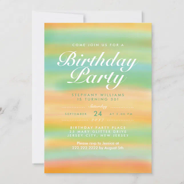 Watercolor Summer Sunset Birthday Party Invite | Zazzle