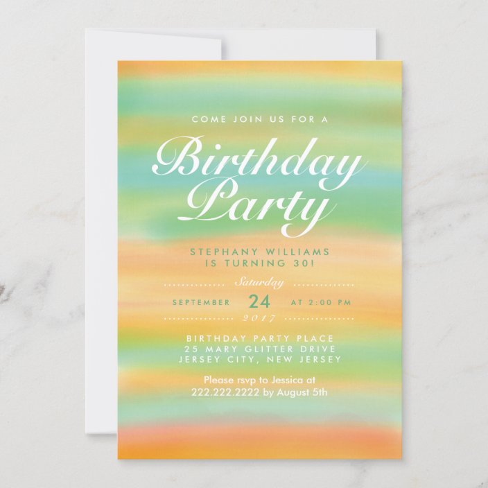 Watercolor Summer Sunset Birthday Party Invite | Zazzle.com
