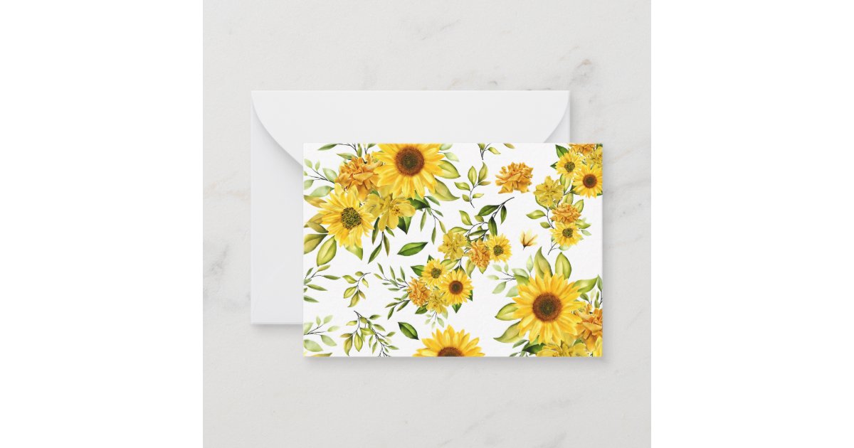 Watercolor Sunflower 8 Note Card | Zazzle