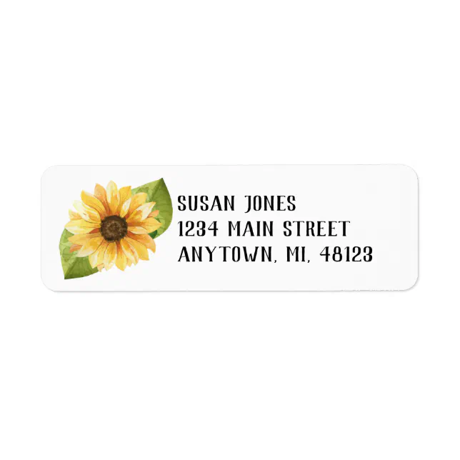 Watercolor Sunflower Address Labels Editable | Zazzle