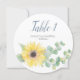 Watercolor Sunflower and Eucalyptus Table Number | Zazzle
