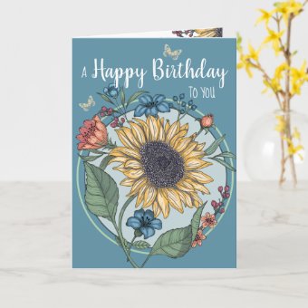 Watercolor Sunflower Birthday Card | Zazzle