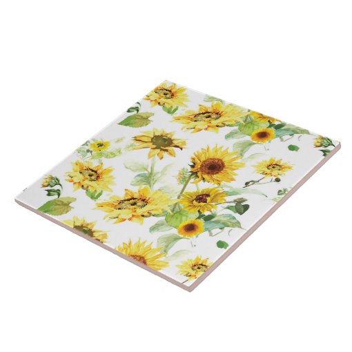 Watercolor Sunflower Ceramic Tile | Zazzle