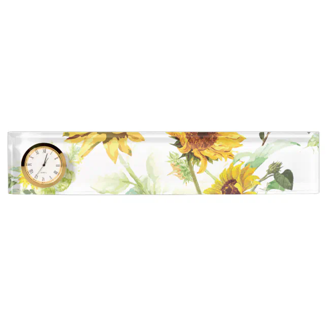 Watercolor Sunflower Desk Name Plate | Zazzle