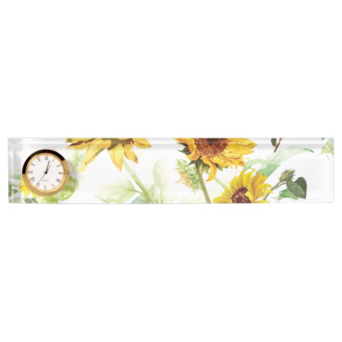 Watercolor Sunflower Desk Name Plate | Zazzle.com