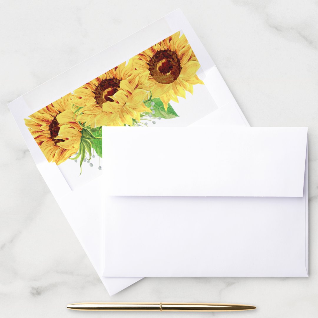 Watercolor Sunflower Envelope Liner | Zazzle