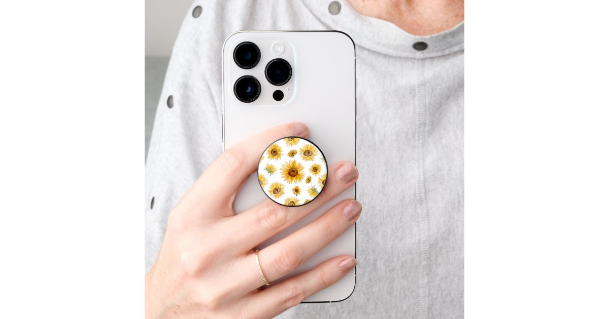 Watercolor sunflower pop socket | Zazzle