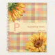 Watercolor Sunflowers and Gingham Plaid Art Planner | Zazzle