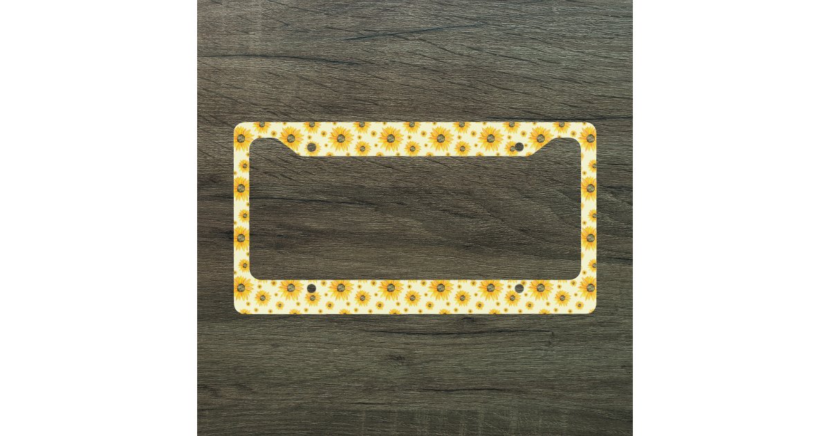 Watercolor Sunflowers Floral Pattern License Plate Frame | Zazzle