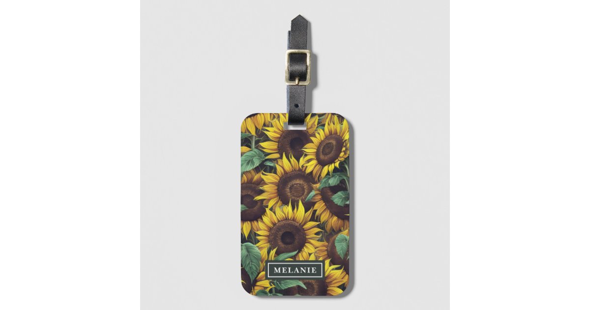 Watercolor Sunflowers Personalized Name Template Luggage Tag | Zazzle