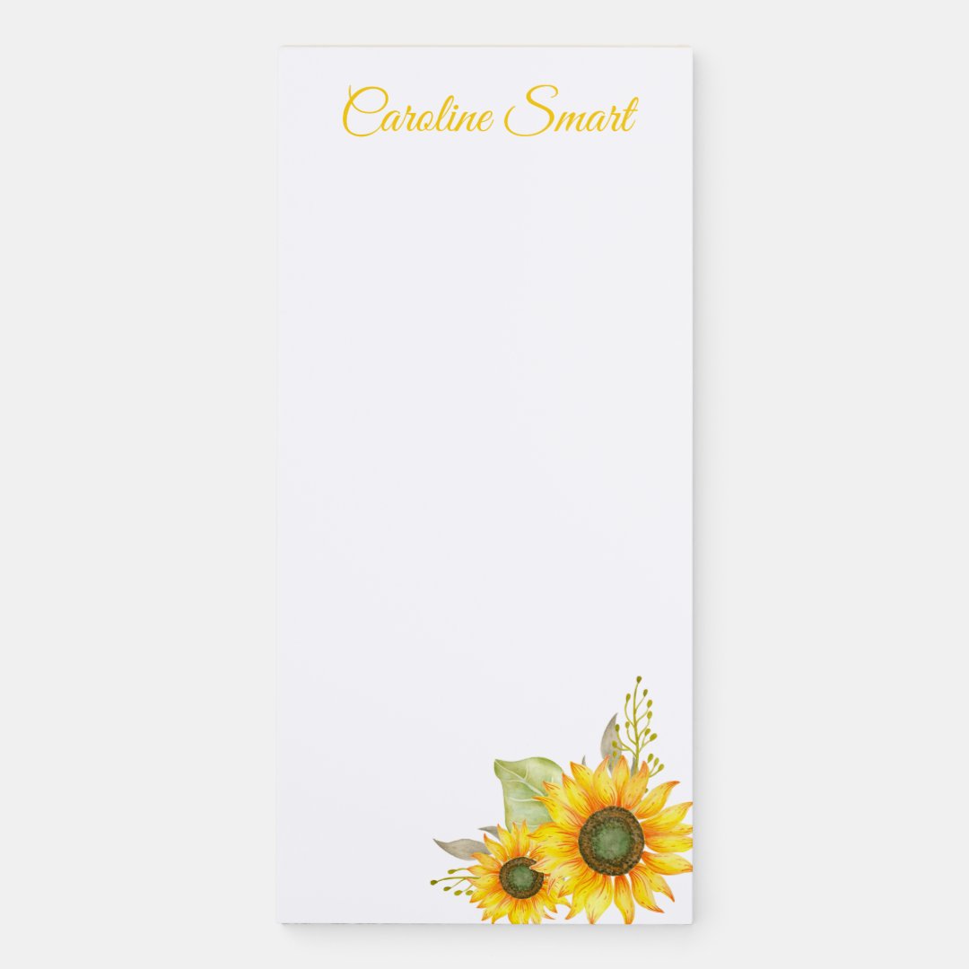 Watercolor Sunflowers Personalized Stationery Magnetic Notepad | Zazzle