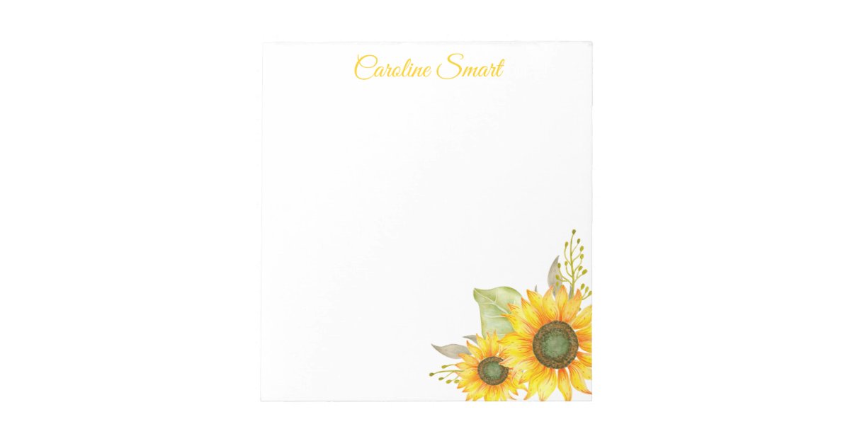 Watercolor Sunflowers Personalized Stationery Notepad | Zazzle