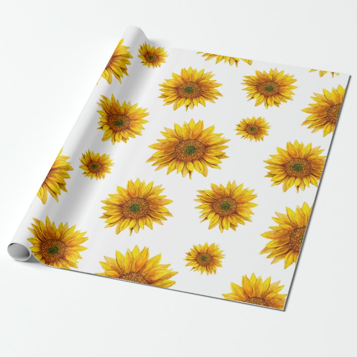 Watercolor sunflowers. Rustic floral pattern Wrapping Paper | Zazzle.com