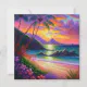 Watercolor Sunset Beach Background Note Card | Zazzle