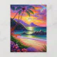 Watercolor Sunset Beach Background Postcard | Zazzle