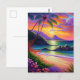 Watercolor Sunset Beach Background Postcard | Zazzle