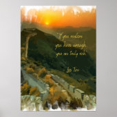 watercolor sunset landscape with zen quote poster | Zazzle