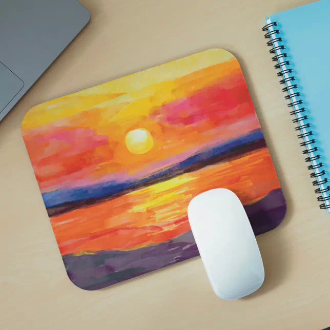Watercolor Sunset Mousepad | Zazzle