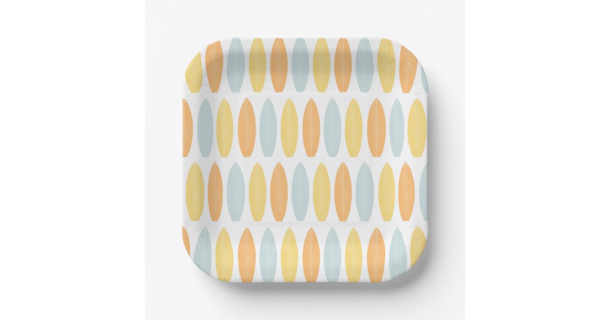 Watercolor Surfboard Birthday Party Paper Plates | Zazzle