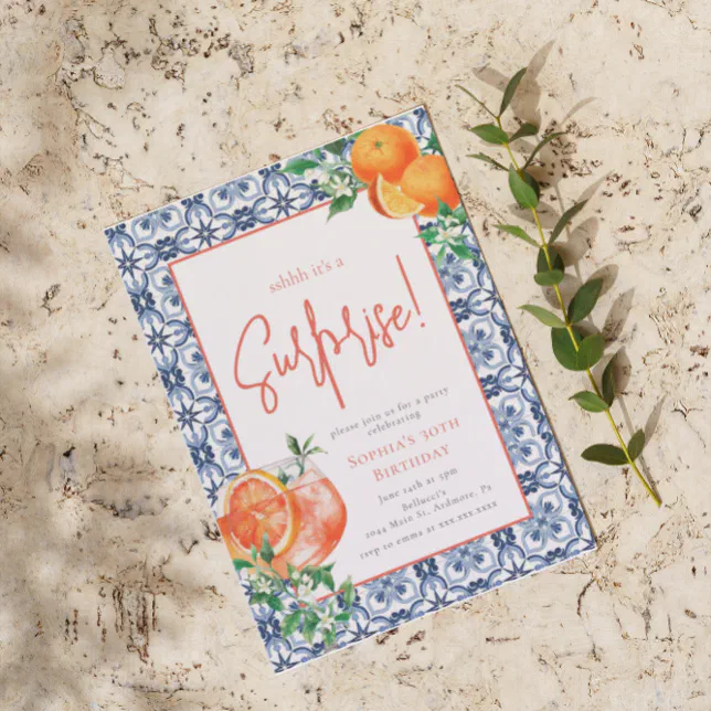 Watercolor Surprise Any Year Spritz Birthday Invitation | Zazzle